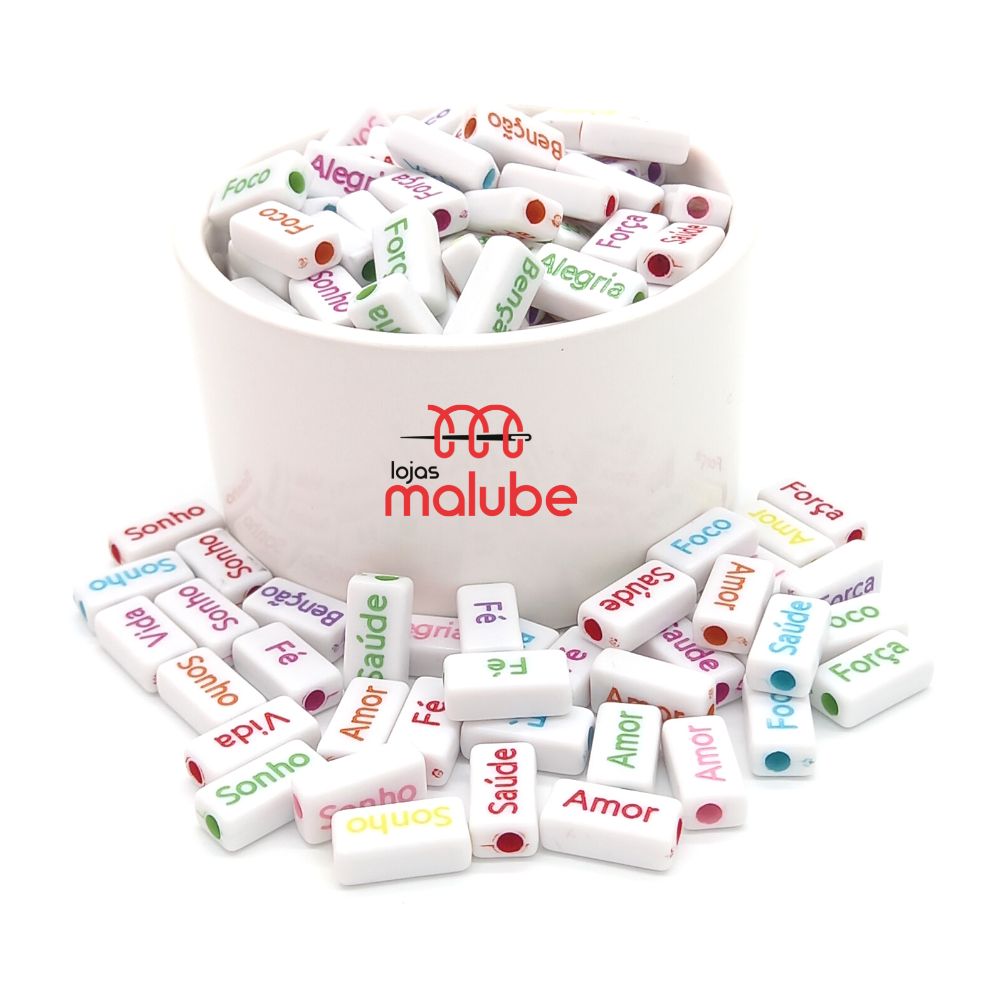 Entremeio retangular com palavras coloridas – Lojas Malube